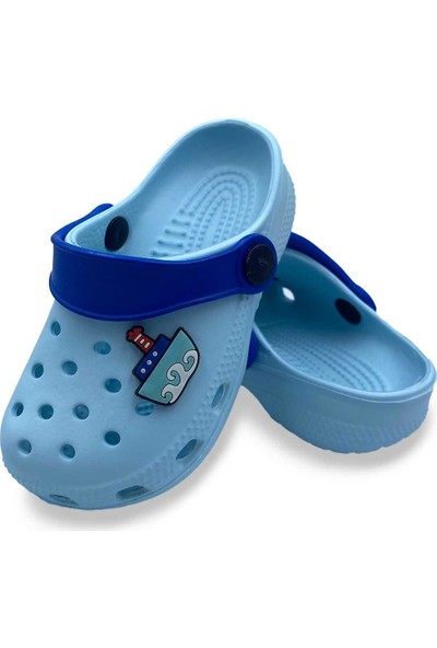 Akınalbella Erkek Çocuk Mavi Gemi Tasarımlı Sandalet Terlik