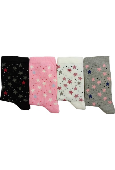 Lara Çorap 4'lü Yıldız Desenli Kadın Soket Çorap (36-41)