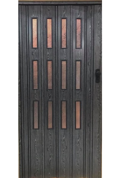 Sarpaş Katlanır Akordiyon Pvc Kapı Karaağaç Camlı 72 x 220 cm 12 mm Sarpaş Katlanır Akordiyon Pvc Kapı Karaağaç Camlı 72 x 220 cm 12 mm
