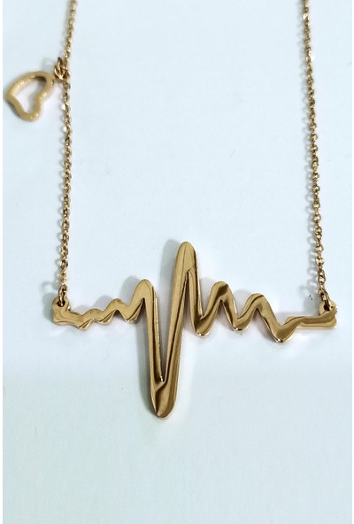 Yoro Gümüş Çelik Rose Kalp Atışı Kolye