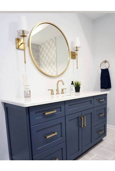 Ersan Dizayn Gold Dekoratif Yuvarlak Ayna 80 cm