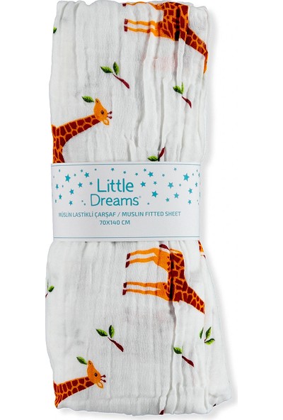 Little Dreams Müslin Fitted Çarşaf Zürafa 70 x 140 cm