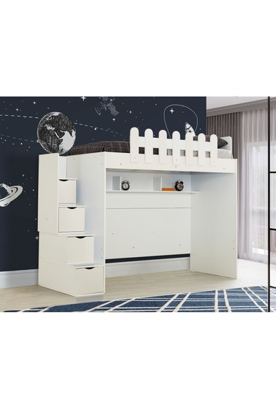 Güven Mobilya Irmak 90*190 Tek Yataklı Kiwi Beyaz Ranza Güven Mobilya Irmak 90*190 Tek Yataklı Kiwi Beyaz Ranza