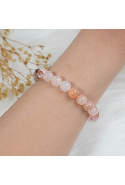 Efshine Doğal Akik Bileklik Pudra Pembe