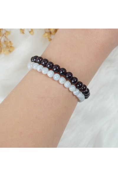 Efshine Lal - Ay Taşı Doğal Taş 2'li Bileklik