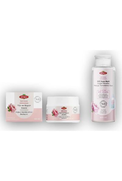 Otacı Gül Kürü Gül Suyu Bazlı Doğal Micellar Makyaj Temizleme Suyu + Gül Kürü Yüz ve Boyun Kremi Otacı Gül Kürü Gül Suyu Bazlı Doğal Micellar Makyaj Temizleme Suyu + Gül Kürü Yüz ve Boyun Kremi