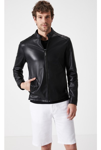 Boris Becker Dik Yaka Deri Ceket