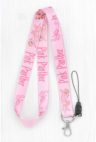 Apptakı Pembe Panter Yaka Kartı Boyun Ipi Telefon Askısı - ASK0082