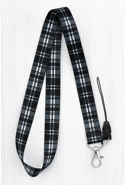 Apptakı Ekose Desenli Yaka Kartı Boyun Ipi Telefon Askısı - ASK0088