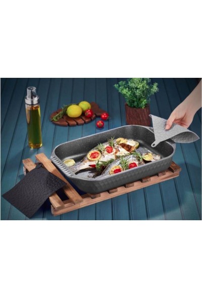 Vip Ahmet Döküm Dikdörtgen Tepsi (2 Ad. Nihale Hed.) 25X35 cm