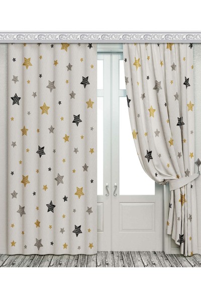 Ayze Home Yıldızlar Baskılı Fon Perde