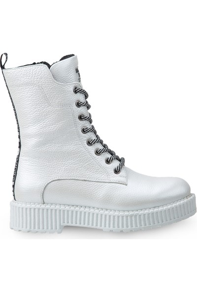 Eternal Scratchy Beyaz Sedefli Deri Kadın Bot