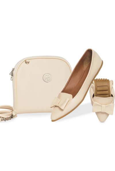 Rollbab Begie Lucina Kadın Babet Ayakkabı Çanta Set Rollbab Begie Lucina Kadın Babet Ayakkabı Çanta Set