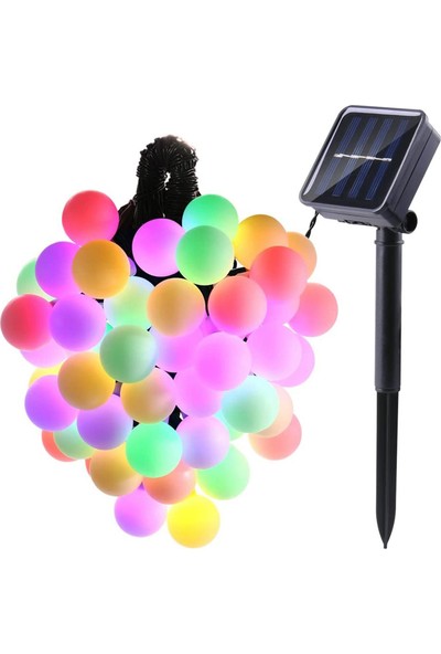 24SAT 50 LED Renkli Solar Güneş Enerjili Bahçe Teras Balkon Ağaç Lambası Parti Doğum Günü Yılbaşı Süsü