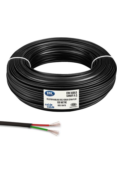 Cable Cable Telefon Kablosu Ikili Köken Siyah Flat 100 M Erk Yerli Cable Cable Telefon Kablosu Ikili Köken Siyah Flat 100 M Erk Yerli