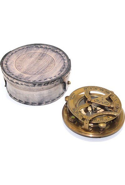 Hediye Sahibi Deri Kutulu Güneş Saati ve Pusula 11*5 cm