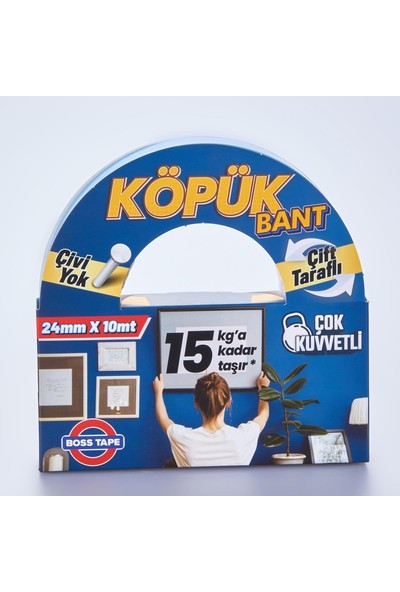 Boss Tape Çift Taraflı Köpük Aksesuar Montaj Bandı 24MMX10M Boss Tape Çift Taraflı Köpük Aksesuar Montaj Bandı 24MMX10M