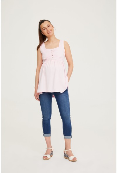 Vavien Hamile Pembe Bluz Tunik 1075