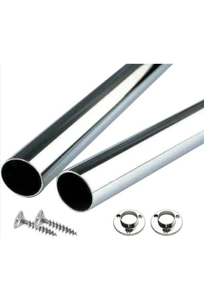Arwino 80 cm Uzunluğunda Boru Seti Dolap Içi Krom Kaplama Askı Borusu + 2 Adet Flanş + Vidaları Arwino 80 cm Uzunluğunda Boru Seti Dolap Içi Krom Kaplama Askı Borusu + 2 Adet Flanş + Vidaları