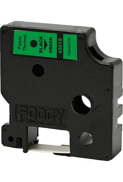 Foogy 45019 Dymo D1 Şerit Etiket Muadili 12 mm 7 mt Yeşil Siyah Foogy 45019 Dymo D1 Şerit Etiket Muadili 12 mm 7 mt Yeşil Siyah