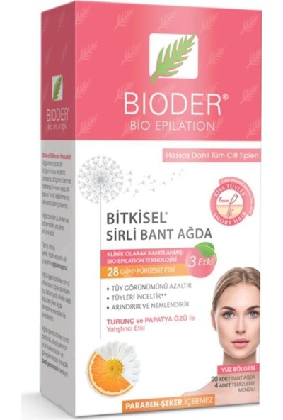 Bioder Epiten Yüz Için Sirli Ağda Bandı 20'li Bioder Epiten Yüz Için Sirli Ağda Bandı 20'li