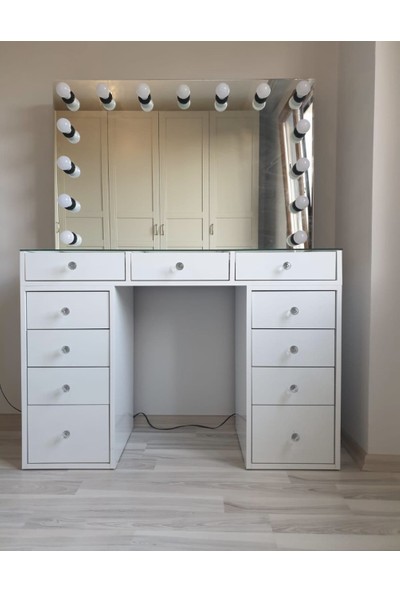 Sener Dizayn Makyaj Masası Işıklı Aynalı