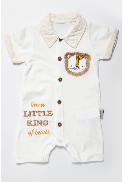 Mika Bebek Aslan Nakışlı Erkek Bebek Gömlek Yaka Yazlık Tulum Mika Bebek Aslan Nakışlı Erkek Bebek Gömlek Yaka Yazlık Tulum