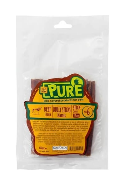 Delibon Kurutulmuş Çubuk Dana Kamış Köpek Ödül Maması 12 cm 100 gr