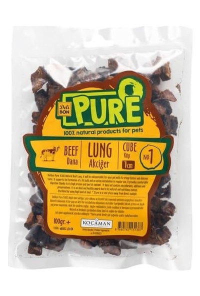 Delibon Kurutulmuş Küp Şeklinde Dana Akciğer Köpek Ödül Maması 1 cm 100 gr