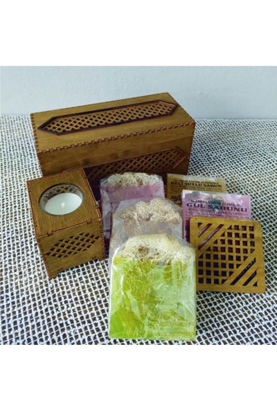 Make in Wood Ahşap Kutulu Hediyelik Sabun ve Mumlu  banyo Seti Make in Wood Ahşap Kutulu Hediyelik Sabun ve Mumlu  banyo Seti