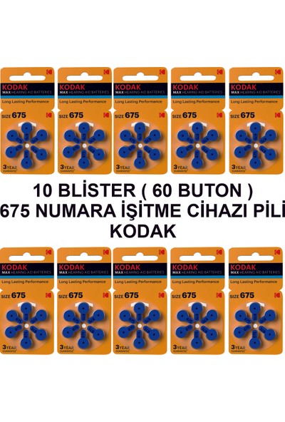 Kodak 675 Numara 10 Paket Kodak Işitme Cihazı Pili