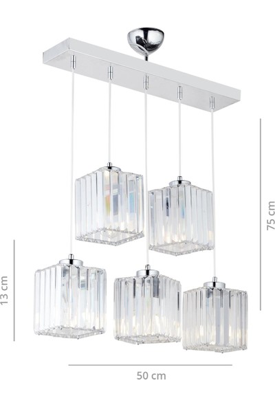 Homing 5'li Kristal Cam Sarkıt Avize