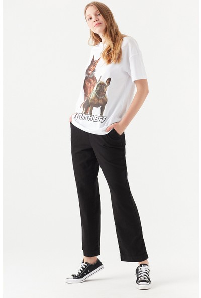 Mavi Kadın Beli Bağcıklı Siyah Pantolon 101490-900