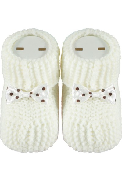 Civil Bebek Fiyonklu Triko Patik 0-6 Ay Ekru
