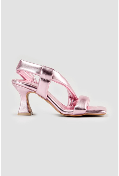 Limoya Bronwyn Pembe Pufuduk Bantlı Köşe Burunlu Sandalet