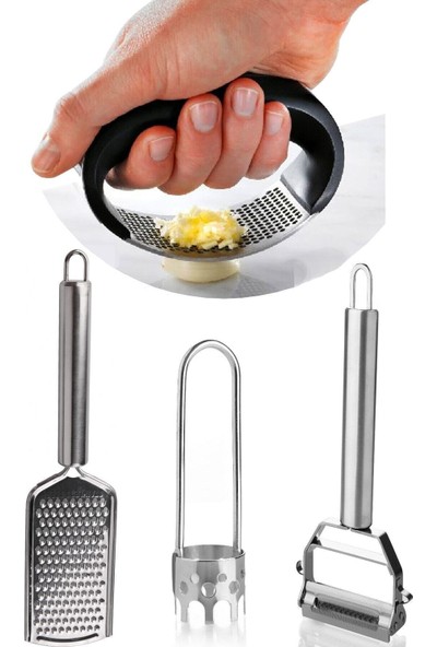 Homerest 4 Parça Rende + Julyen Soyacak + Oyacak ve Sarımsak Ezici Seti Homerest 4 Parça Rende + Julyen Soyacak + Oyacak ve Sarımsak Ezici Seti