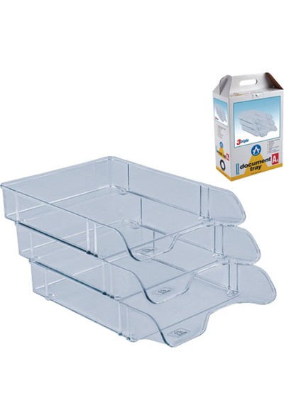 Ark 3'lü Hareketli Plastik Evrak Rafı