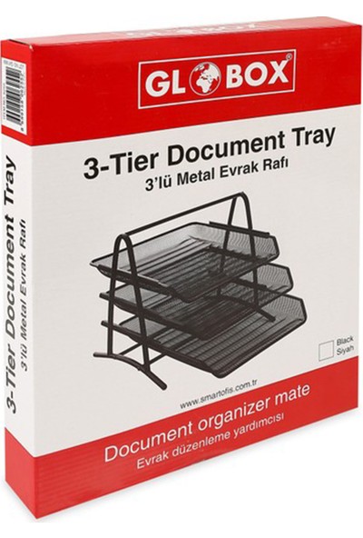 Globox Metal Evrak Rafı 3'lü Siyah