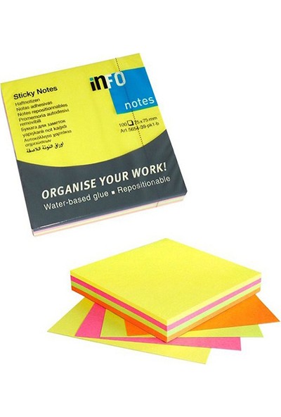 Gıpta Info Post-It Neon Karışık Renk 75X75 mm 100 Yp Gıpta Info Post-It Neon Karışık Renk 75X75 mm 100 Yp