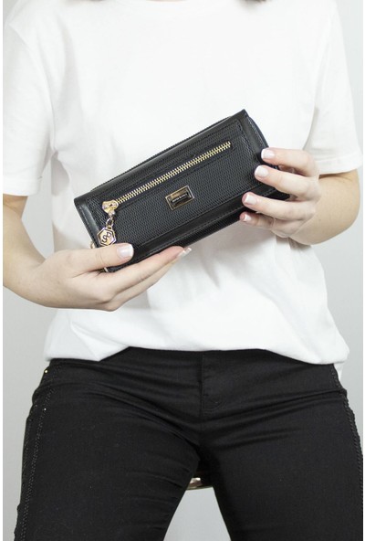 Silver Polo Siyah Iki Bölmeli Kadın Cüzdan & Kartlık SP846