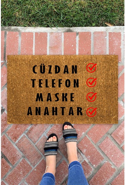 Buket Home Hatırlatıcı Iç ve Dış Mekan Dekoratif Çok Amaçlı Kapı Önü Paspası