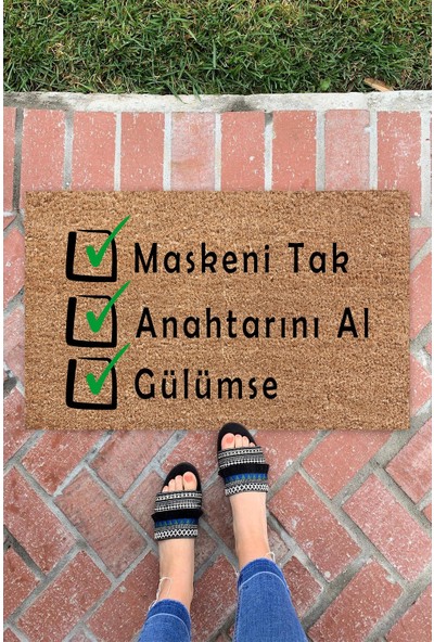 Buket Home Maskeni Tak Iç ve Dış Mekan Dekoratif Çok Amaçlı Kapı Önü Paspası