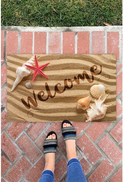 Buket Home Welcome Kumsal Iç ve Dış Mekan Dekoratif Çok Amaçlı Kapı Önü Paspası