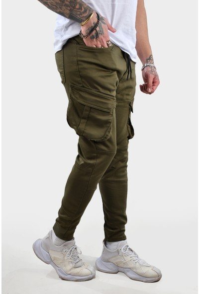 Deepsea Haki Bel Paça Biyeli Bağcıklı Kargo Cepli Pantolon 2100012