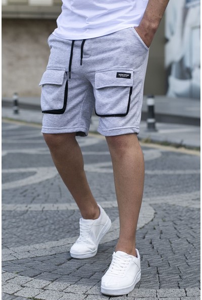 Madmext Cepli Gri Kapri Şort 4847
