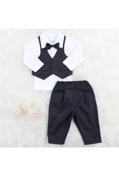 Miniropa Düz Siyah Papyonlu Ceketli 3'lü Bebek Takımı Miniropa Düz Siyah Papyonlu Ceketli 3'lü Bebek Takımı