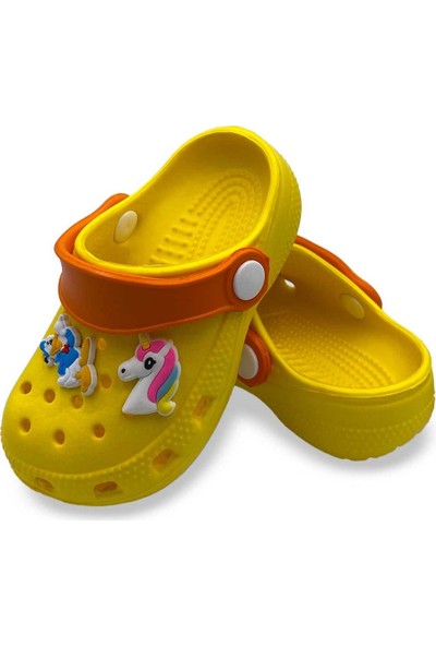 Akınalbella Kız Çocuk Sarı Unicorn Tasarımlı Sandalet Terlik