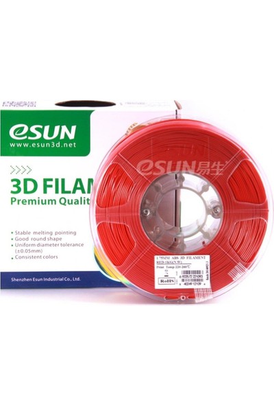 eSUN 1.75 mm Abs+ Filament - Kırmızı eSUN 1.75 mm Abs+ Filament - Kırmızı