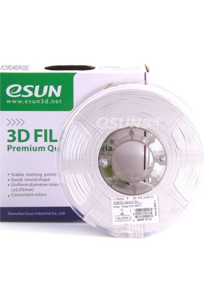 eSUN 1.75 mm Petg Filament - Beyaz (Solid White) eSUN 1.75 mm Petg Filament - Beyaz (Solid White)