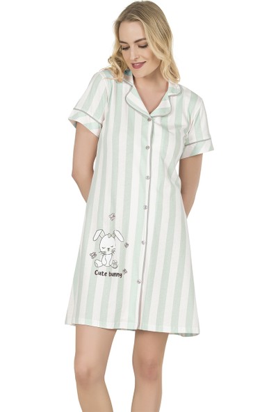 Flz Boydan Düğmeli Gecelik